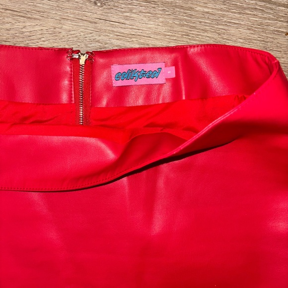 Edikted | Skirts | Edikted Red Leather Mini Skirt | Poshmark